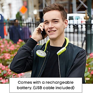 SPICE OF LIFE Portable Neck Fan - Hands-Free Wireless W Fan 2nd Edition - Rechargeable Battery, 2.5 to 7 Hour Life, 3 Speed Settings, Stimulating Breeze Helps Prevent Sleepiness While Driving