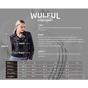 WULFUL Women's Faux Leather Jackets Motorcycle Zipper Biker Short Coat Jacket