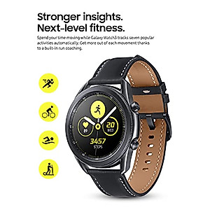 Samsung - Galaxy Watch3 Smartwatch 45mm Stainless - Mystic Blk -SM-R845UZKAXAR- (Renewed)