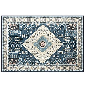 Giantex Area Rug, 5'4'' x 7'7'' Non-Shedding Easy to Clean Comfy Chic Vintage Floor Decoration Large Boho Area Carpet Rugs for Living Room, Bedroom, Dining Room Dorm