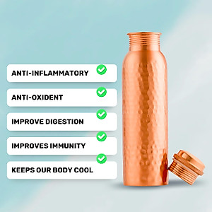 BLIXIFY Copper Water Bottle (34oz/1000ml) Handcrafted Ayurvedic 100% Pure Copper Water Bottle for Drinking | Heavy Duty, Leak-proof & Lab-Tested | Perfect for Everyday Use, Gifting, Travel