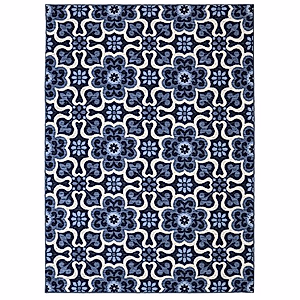 Mohawk Home Soho Marjorelle Gardens Floral Printed Area Rug, 5'x8', Blue