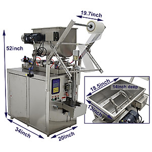 PreAsion Automatic Liquid Paste Filling Packaging Sealing Machine 10-100ml with Mix Hopper for Vinegar Sauce Salsa Sauce Stainless Steel Three Sides Sealing 3inch Wide