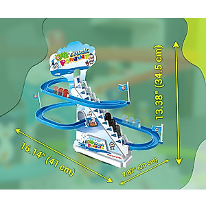 ARSUK Penguin Race Game Toy Playful Musical Roller Coaster Track Playset with Music & LED Flashing Lights On/Off Button for Toddlers and Kids Gift