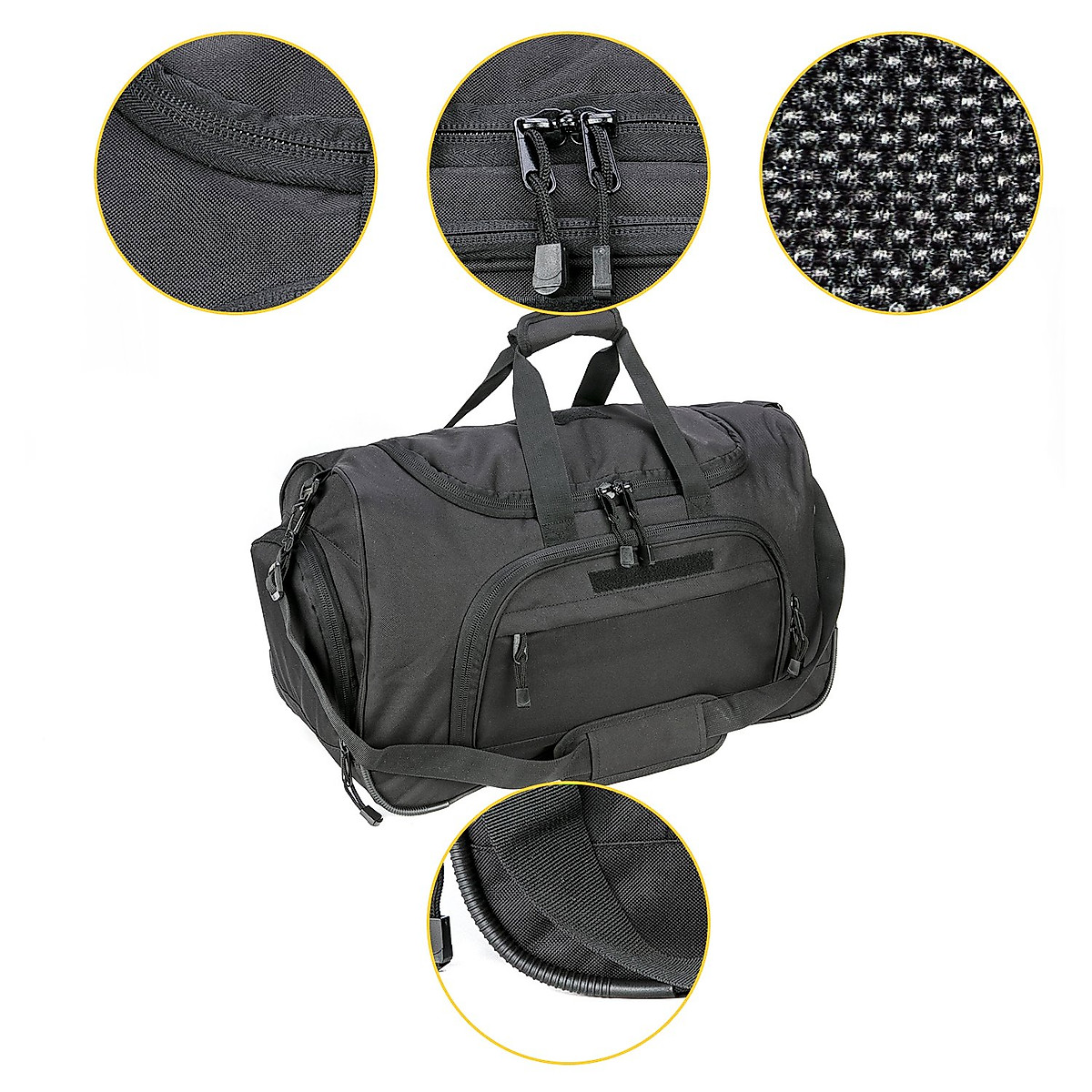 Greencity Gym Bag Travel Duffel Bag Sports Tote Tactical Army Weekender Work Out Bags for Women & Men Lightweight Waterproof Shoe Pocket,Black 21.2 Inch