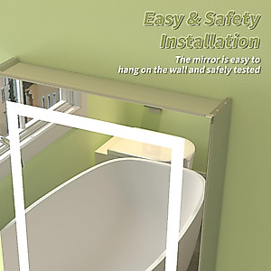 ES-DIY Lighted Medicine Cabinet 20 x 32 Inch, Recessed or Surface led Medicine Cabinet, Clock, Room Temp Display,Defog,Night Light,Stepless Dimming,3000K-6400K, Outlets & USBs,Hinge on The Right