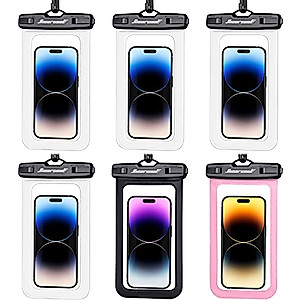 Hiearcool Universal Waterproof Phone Pouch, Waterproof Phone Case Compatible for Cellphone Up to 7.2", IPX8 Cellphone Dry Bag for Vacation-6 Pack