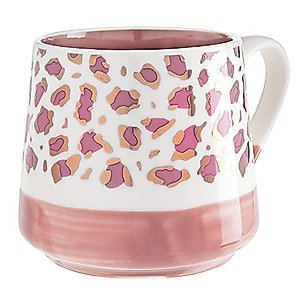 SHEFFIELD HOME Stoneware Coffee Mugs- Stylish and Trendy Leopard Printed Coffee Cups, Mugs for Tea, Latte Mug, and Hot Chocolate, 18 oz, (Pink Leopard)