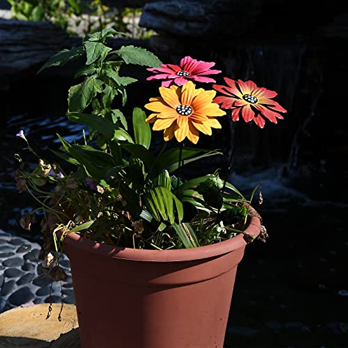 7Pcs/Set Metal Daylily Flower Garden Stakes, Outdoor Decor Stake Yard Art Decoration,Garden Plant Flowers Stick Spring Patio Decor