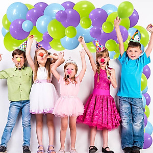 Purple Blue Green Balloon Garland Arch - Purple, Lime Green, Blue Balloons Video Game Party Supplies for Kid Girls Boys Cartoon Birthday Baby Shower Graduation Party Decorations