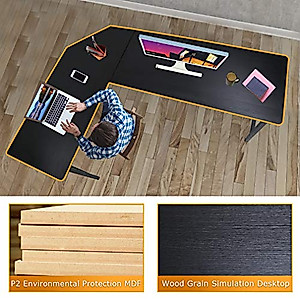 FDW Computer Desk L Shaped Gaming Desk Corner Office Desk PC Wood Home Large Work Space Study Desk Workstation,Black
