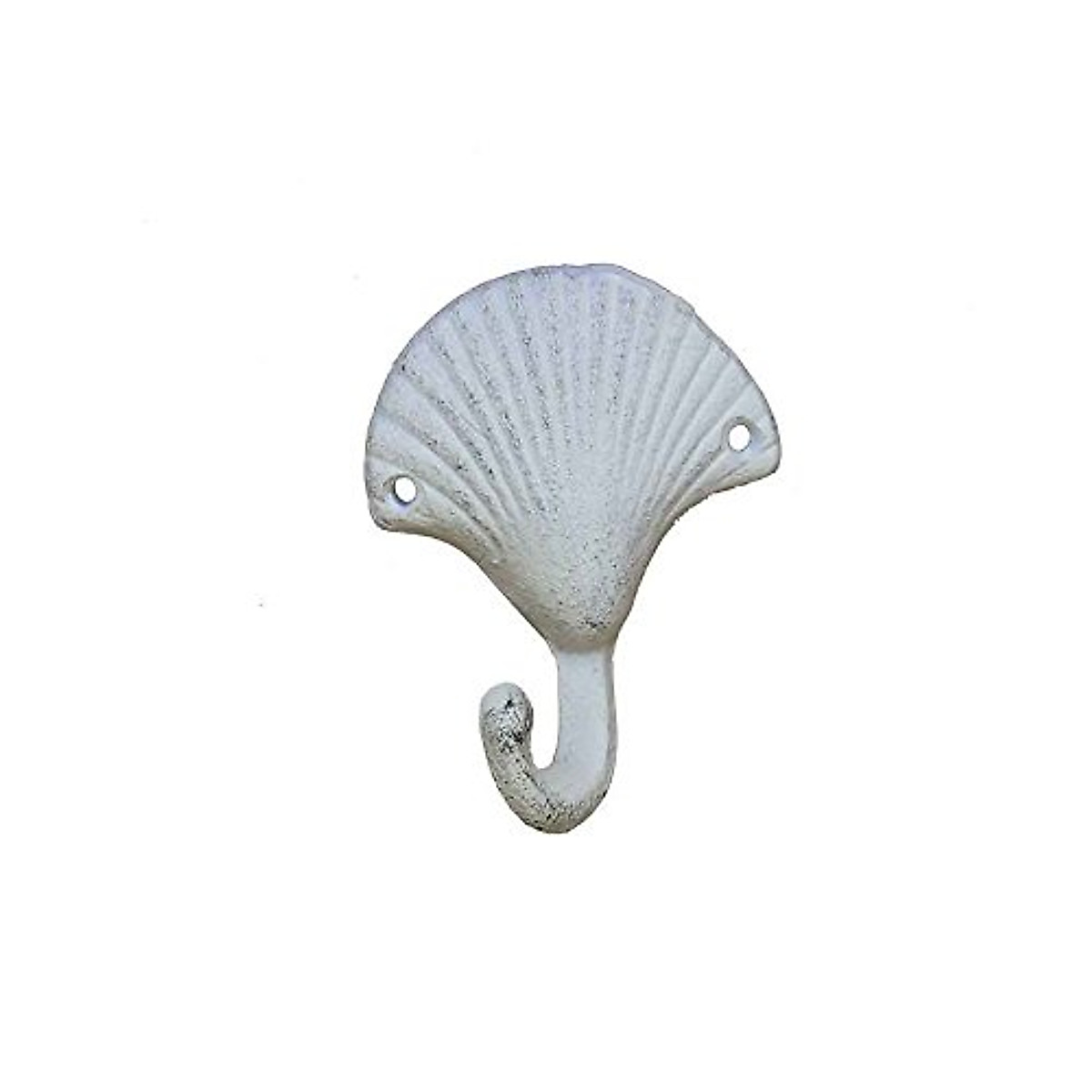 Whitewashed Cast Iron Seashell Hook- Nautical Wall Hook- Seashell Decoration