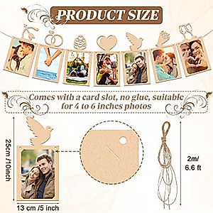 2 Pieces Engaged Banner and Photo Banner Romantic Engagement Wedding Decorations Engagement Party Decor Engaged Burlap Banner Wedding Party Sign Bridal Shower Party Supplies with String Lights