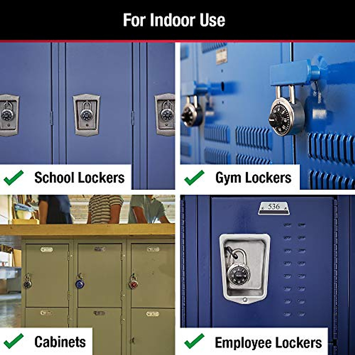 Master Lock Locker Lock Combination Padlock, 2 Pack, Black, 1500T