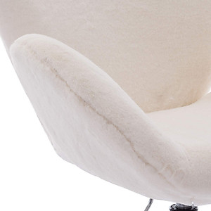 Wahson Vanity Chairs with Backs for Bedroom Cute Home Office Chair Faux Fur Chairs for Teens Girls Dorm Chairs Comfy Adjustable Stool,White (Faux Rabbit Fur)