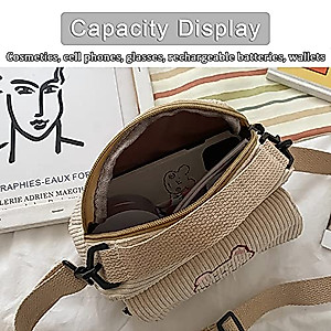 Kawaii Purse Cute Corduroy Crossbody Bag for Girls Women Kawaii Corduroy Purse Plush Shoulder Bag Fashion Canvas Bag