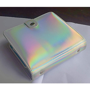 20 Slots Silver Laser Nail Art Stamp Plate Holder Stamping Plates Storage Bag Cases Rainbow Practical Empty Rectangle Plates Big Size 14.5×9.5cm Organizers