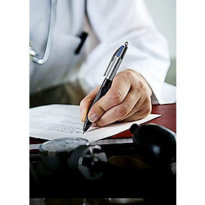 BIC 4 Colours Grip Pro Retractable Medium Point (1.0 mm) Ballpoint Pens, 12 Pens and Each Pen Contains 4 Colours