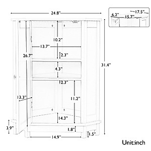Mancofy Home Corner Storage Cabinet, Bathroom Triangle Corner Floor Cabinet, Wood Freestanding Corner Cabinet with Single Door and Shelves (Black)