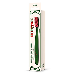 Euthymol] Classic Toothbrush, Large - Full Head, Soft Bristle Triple Curve Manual Toothbrush for Maximum, Efficient Cleaning and Sensitive Gums and Teeth