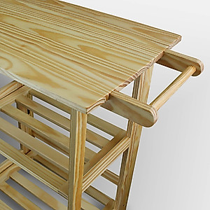 Casual Home Trek Folding Natural Kitchen Cart, 27" W