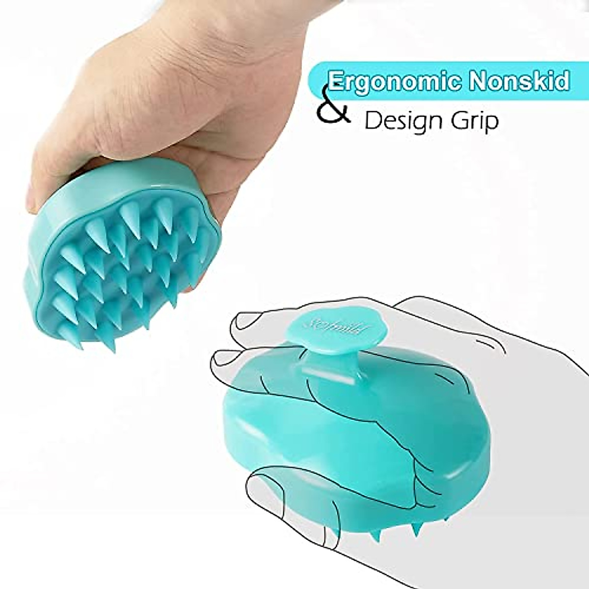Shampoo Brush, Silicone Scalp Massager Hair Brush Head Massager Hair Growth Scrubber for Straight Curly Long Short Thick Thin Wet Dry Hair for Men Women Kids Pets, Light Blue