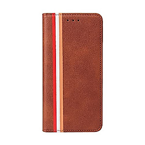 Fansipro Wallet Folio Case for Samsung Galaxy S9 Plus, Premium PU Leather Slim Fit Cover for Galaxy S9 Plus, 2 Card Slots, 1 Transparent Photo Frame Slot, 3 Color Bands, Brown