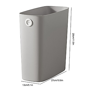Keebgyy Small Trash Can, Plastic Small Trash Can, Slim Garbage Can, Plastic Waste Basket with Handles Container Bin for Narrow Spaces Bathroom, Bedroom, Kitchen, Office at Home(Warm Gray)