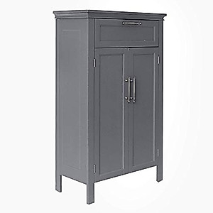 UDeuxff Bathroom Storage Cabinet,Freestanding Bathroom Floor Cabinet,Kitchen Pantry Cabinet,Wooden Side Storage Organizer with Double Door for Kitchen,Living Room,Bathroom (Gray)