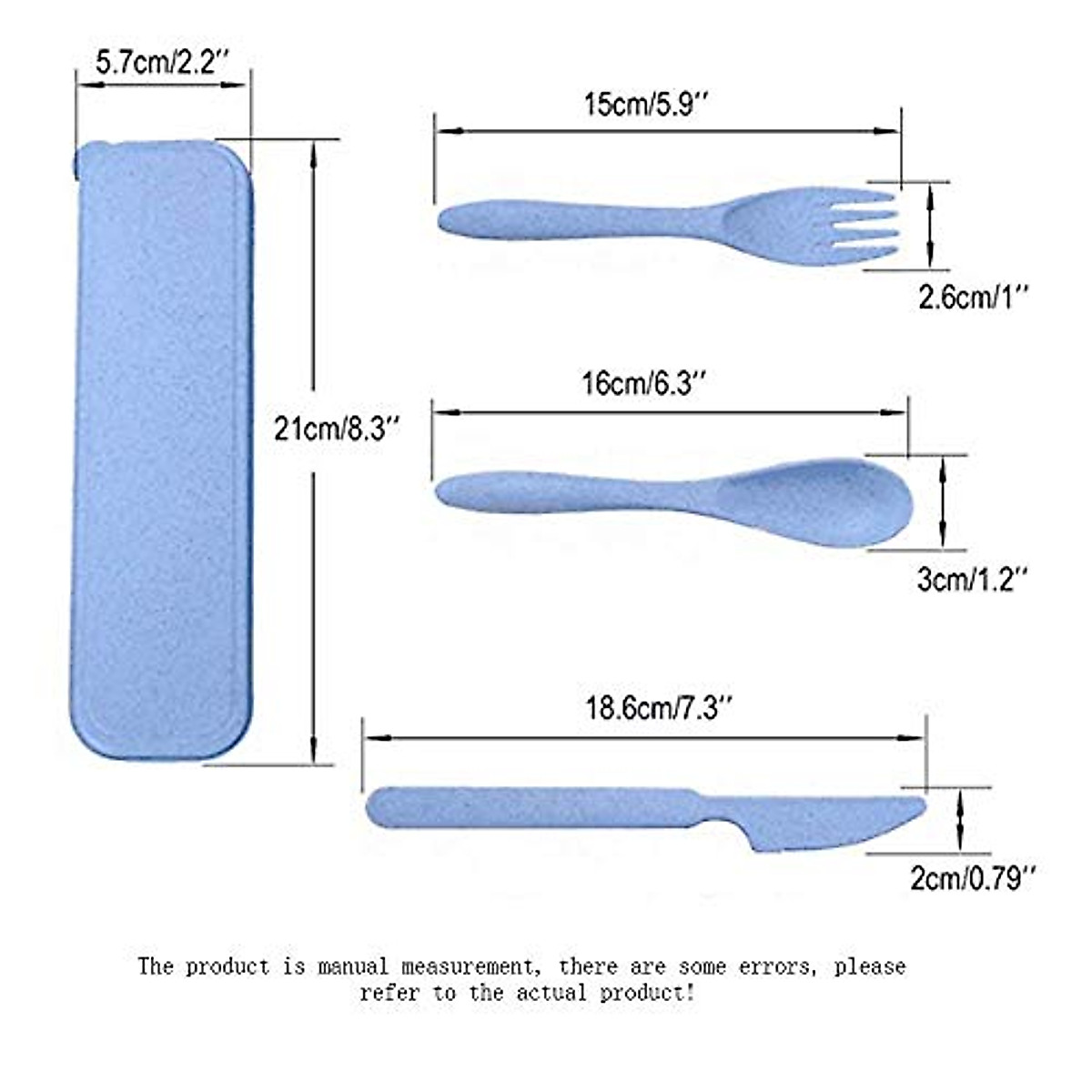 Travel Utensil Set with Case, 4 Sets Wheat Straw Reusable Spoon Knife Forks Tableware, Eco Friendly Non-toxin BPA Free Portable Cutlery for Travel Picnic Camping or Daily Use
