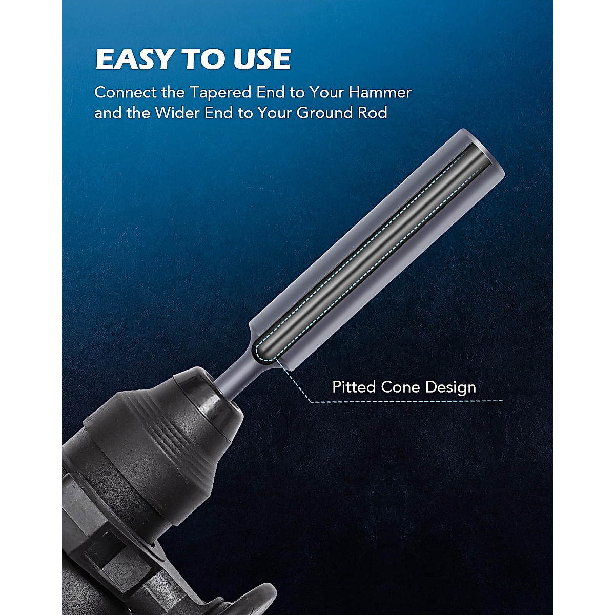 ZELCAN SDS Plus Ground Rod Driver, Heavy Duty Ground Rod Bit Driver for 5/8 Inch & 3/4 Inch Grounding Rods, Compatible with Bosch Dewalt Milwaukee Hilti and All SDS-Plus Rotary Hammer Drills