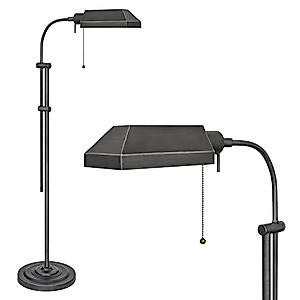 Kira Home Prescott 58" Adjustable Standing Pharmacy Floor Lamp, Brushed Pewter Finish, Includes 6W LED Bulb (60W eq.) Energy Efficient, Eco-Friendly