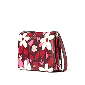 Kate Spade Jackson Triple Gusset Leather Crossbody Bag Purse Handbag (PINK MULTI)