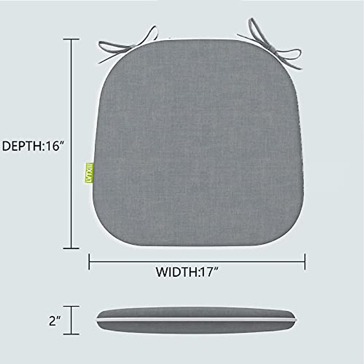 LVTXIII Patio Seat Cushions D16 x W17 Inches Outdoor Chair Pads All Weather Chair Cushions for Garden Patio Furniture Chair Home Set of 2 – Grey Textured