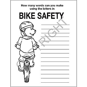 ZOCO - Bike Safety - Educational Coloring Books (50 Bulk Pack, Without Crayons) - Bicycle Rules, Road, Helmet Safety - Games, Puzzles, Activities for Kids