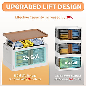 HAIXIN HOME Outdoor Storage Box with Door and Lift - 100 Qt Storage Bins with Lids, Collapsible Plastic Storage Bins for Closets, Trunk Car, Camping, Outdoor/Indoor