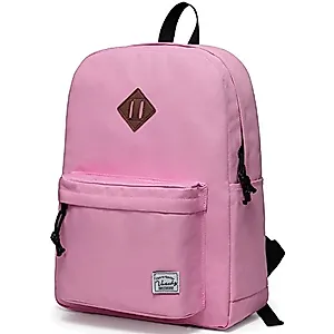 VASCHY School Backpack, Lightweight Water Repellent Backpack Men School Bag Women Children Boy Leisure for Girl School High School Teenagers College Business Travel, Pink, M, Backpacks Handbags