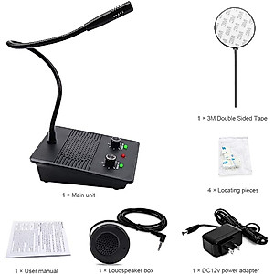ChunHee Window Speaker Intercom System Anti-Interference Dual-Way Intercommunication Microphone and Speaker Bank Window Intercom Glass Window Microphone for Business/Bank/Office/Hospital