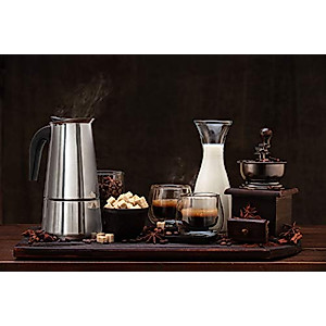 Mixpresso 9 Cup Coffee Maker Stovetop Espresso Coffee Maker, Moka Coffee Pot with Coffee Percolator Design, Stainless Steel Stovetop Espresso Maker, Italian Coffee Maker 450ml/15oz