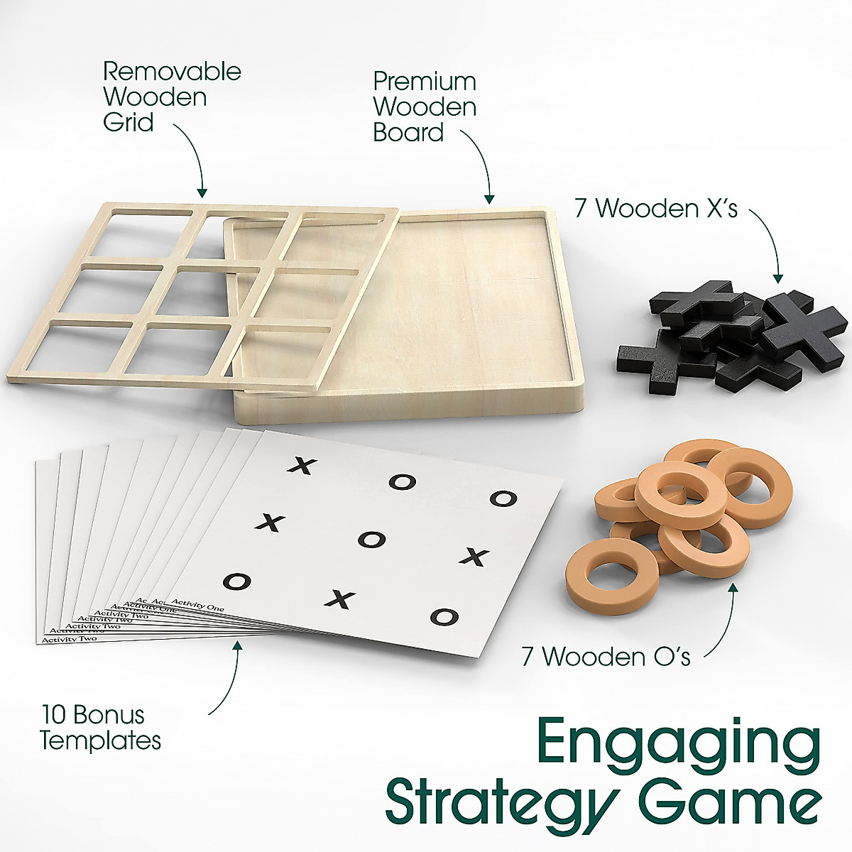 Keeping Busy Tic Tac Toe Wooden Game with Templates - Dementia Activities for Seniors – Alzheimers Activities for Dementia Patients - Busy Boxes for Dementia Patients - Big Matching Games for Adults
