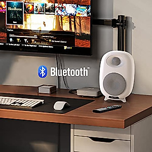 BESTISAN SR06 Bluetooth Bookshelf Speakers with 3 inch Woofer, Powered Studio Speakers for Record Player, Turntable, Desktops with Optical/RCA inputs, White, 60W