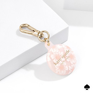 kate spade new york AirTag Holder with Gold Ring Clip - Protective Case for Apple AirTag - Hollyhock Cream