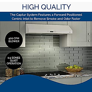 Broan-NuTone BCDJ130WH Glacier 30-inch Under-Cabinet 4-Way Convertible Range Hood with 3-Speed Exhaust Fan and Light, White