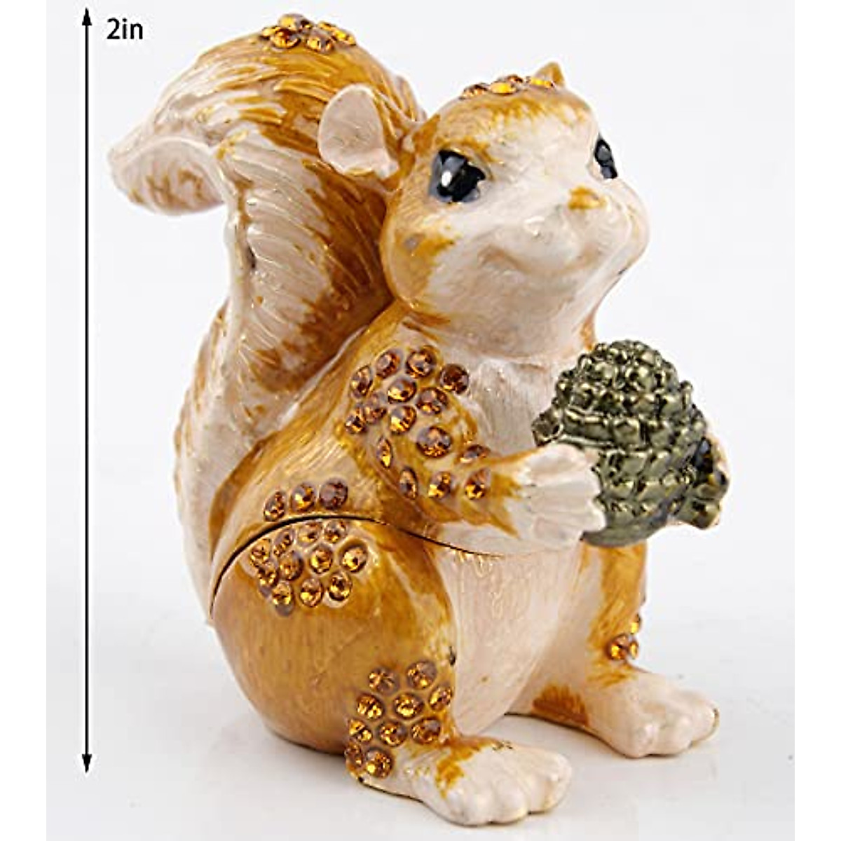 SEVENBEES Hand Painted Squirrel Jewelry Boxes Trinket Box Hinged Squirrel Figurine Gift for Women Girls