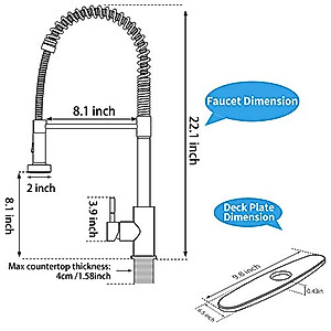 Kitchen Faucets with Pull Down Sprayer, Brushed Nickel Commercial Spring Kitchen Sink Faucet High Arc, Single Handle Stainless Steel Pull Out Faucets for Kitchen Sinks Sliver (2001C Plus)