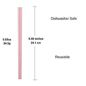Dtdepth Fiberglass Chopsticks - 6 Pairs Pink Reusable Dishwasher Safe Chopsticks, Lightweight, Easy to Use, 9.48 Inch/24.1cm - Gift Set