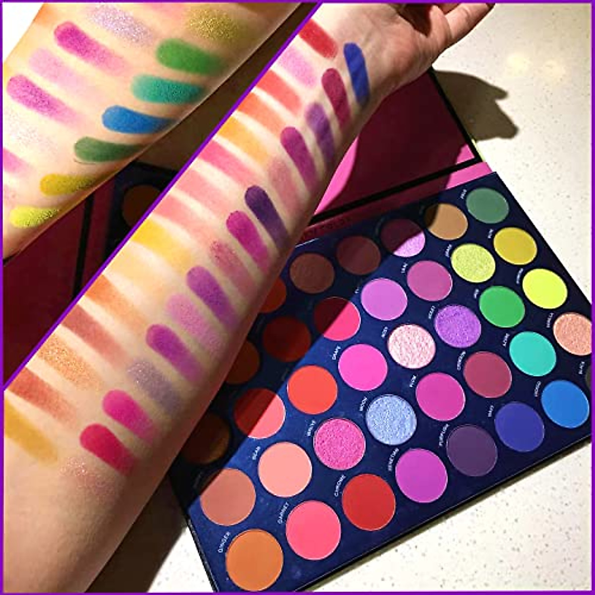 Eyeshadow Palette, Matte and Shimmer Make Up Eyeshadow Makeup Palette,Pigmented Eye Makeup Metallic Natural Eye Shadows Pallet Cosmetics Long Last Waterproof (ColorVibes Palette-40 Colors)