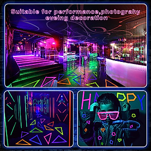 Whaline 6 Colors Neon Gaffer Cloth Tape, Fluorescent UV Blacklight Glow in The Dark Tape for UV Party (0.6 inch x 16.5 feet)