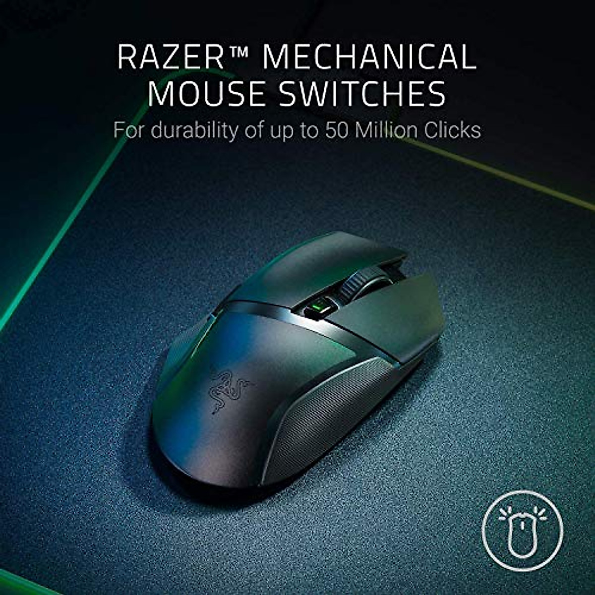 Razer Basilisk X Hyperspeed Razer 5G Advanced 16K DPI Optical Sensor Wireless Gaming Mouse with Up to 450 Hours of Battery Life, Mechanical Mouse Switches (Black)