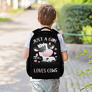 CUSPCOD Cow Backpack for Girls Boys, 16 Inch Backpacks for School, Cute, Adjustable Straps, Durable, Lightweight, Large Capacity Bookbag for Kids
